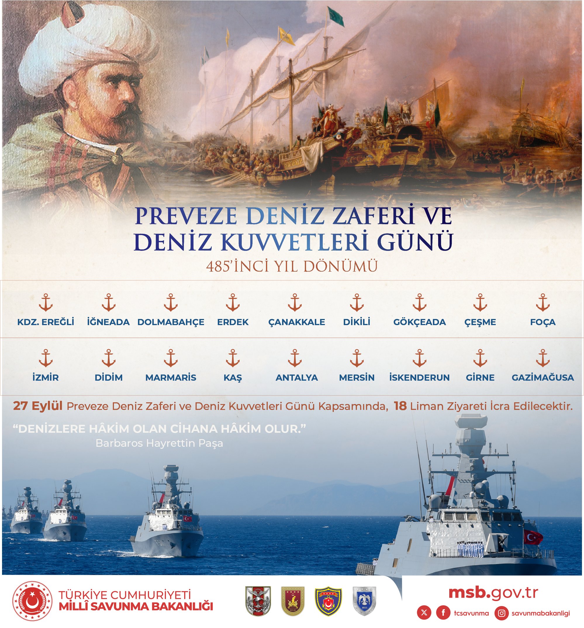 PREVEZE DENİZ ZAFERİ VE DENİZ KUVVETLERİ GÜNÜ ERDEK LİMANI ZİYARETİ ...